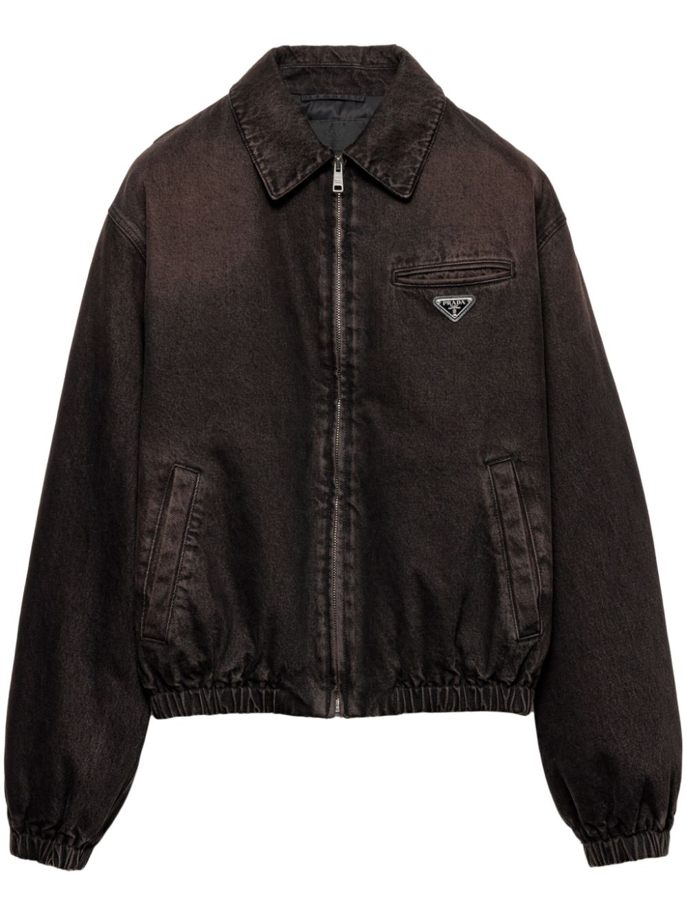 Prada Padded Denim Bomber Jacket - Brown | Editorialist