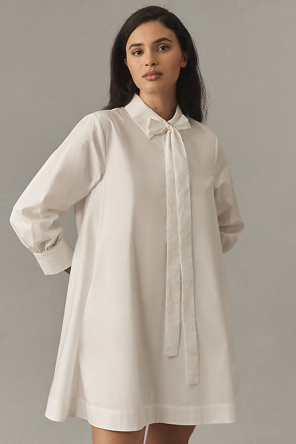 English Factory Long-Sleeve Bow-Tie Mi Shirt Dress In White - 47% Off | Editorialist English Factory Long-Sleeve Bow-Tie Mi Shirt Dress In White - 47% Off | Editorialist