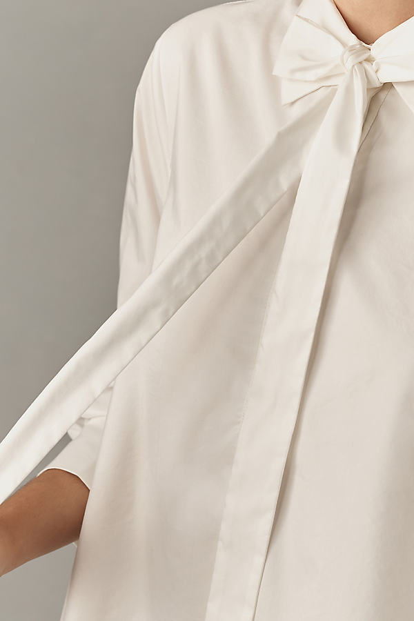 English Factory Long-Sleeve Bow-Tie Mi Shirt Dress In White - 47% Off |  Editorialist