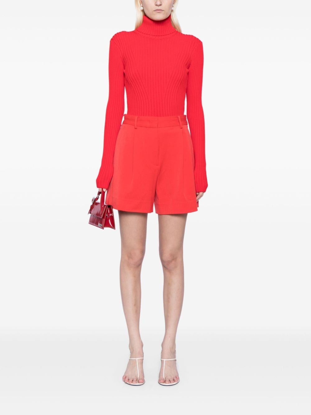 STAUD STAUD heather pleat-detail shorts