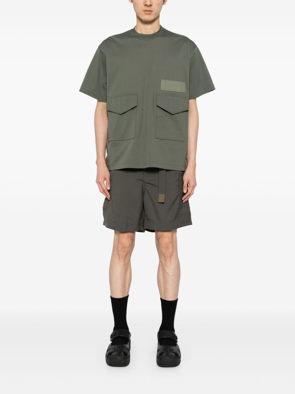 Sacai Flap-Pocket Cotton T-Shirt - Green | Editorialist