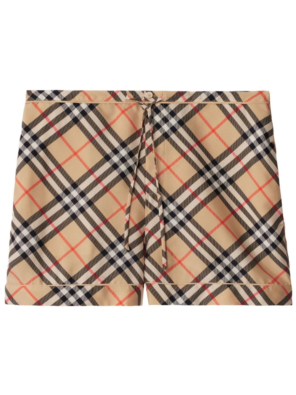 BURBERRY Check-Print Silk Shorts