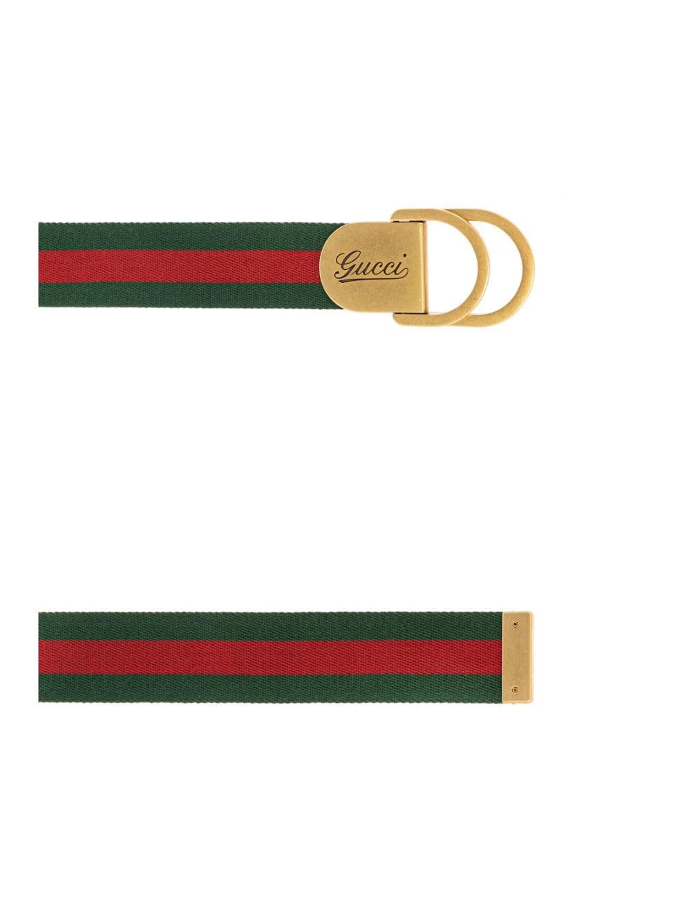 Gucci Green and Cream Web Stripe Belt with Gold Buckle Gucci | Accessories | Gucci Leather Belt With Double G  main image 3
