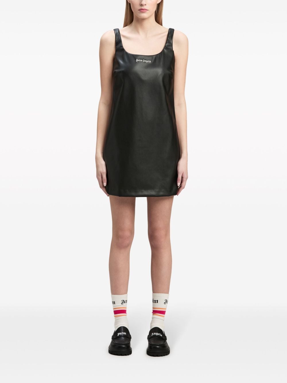 palm angels leather dress Palm Angels Logo-embroidered Minidress