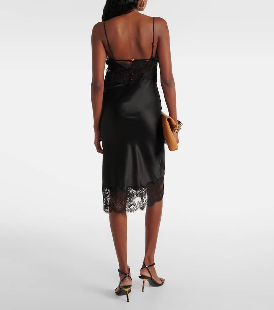 black lace slip dress Black Satin Lace Cami Slip Dress main image 1