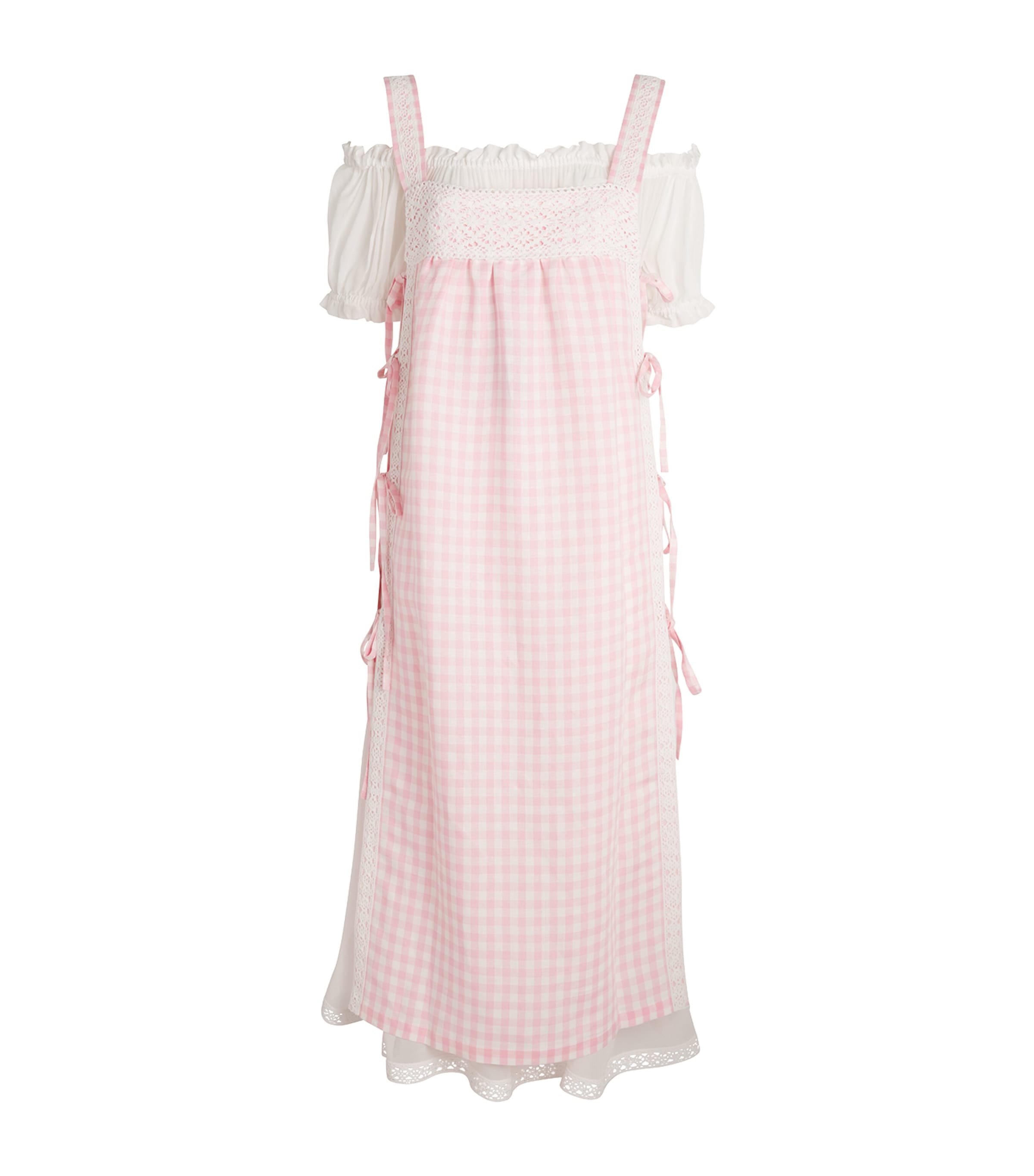 daily sleeper pink gingham dress Sleeper Greta Gingham Midi Dress In White - 51% Off