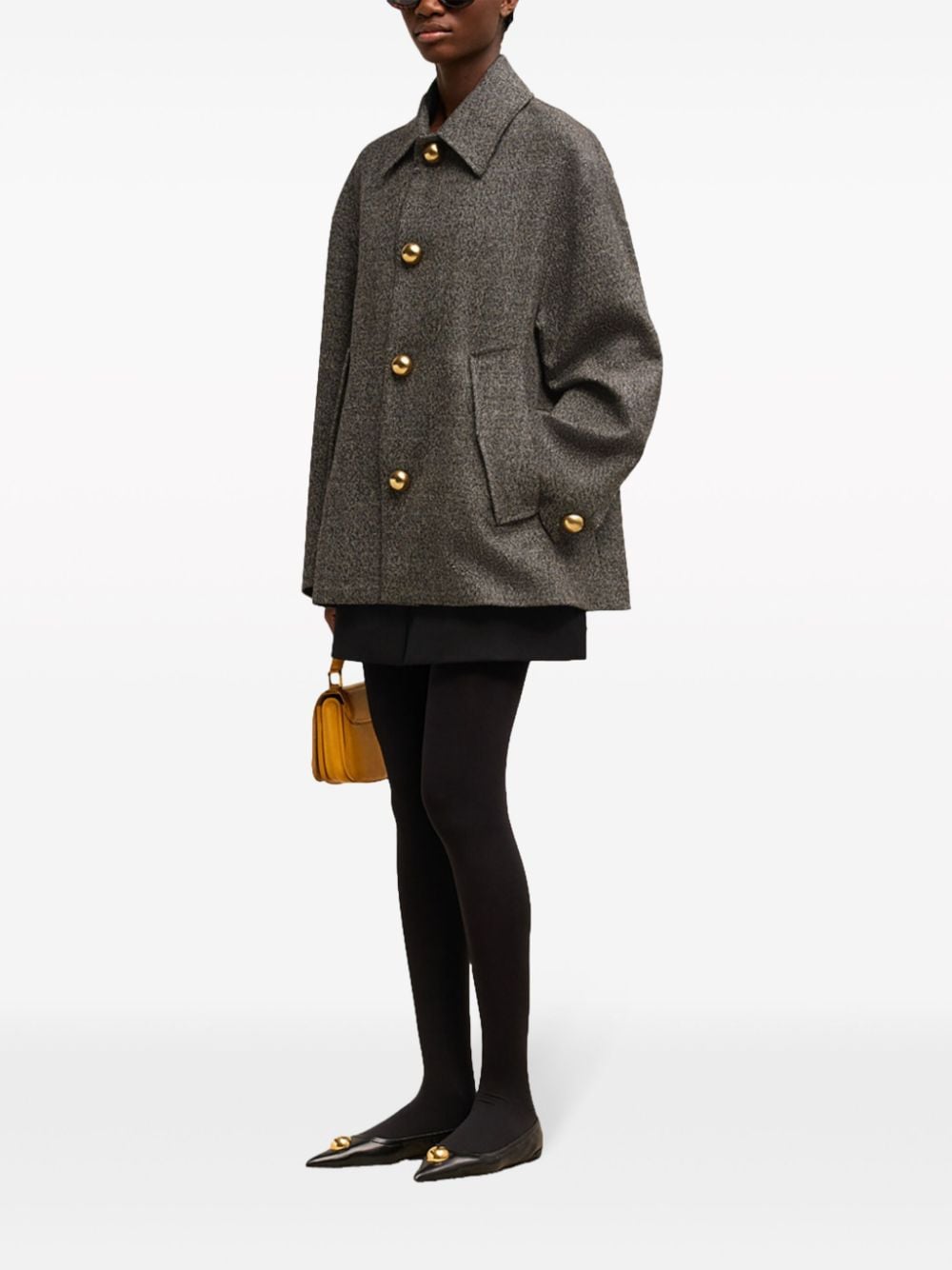 AMI AMI Paris Belted Wool-Cotton Blend Coat