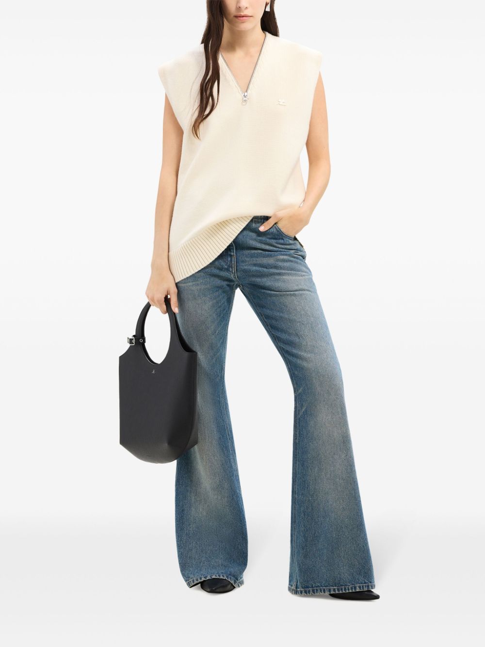 COURREGES Courrèges V-Neck Sleeveless Sweater