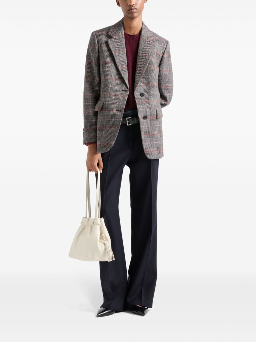 PRADA Prince of Wales Checked Wool Blazer
