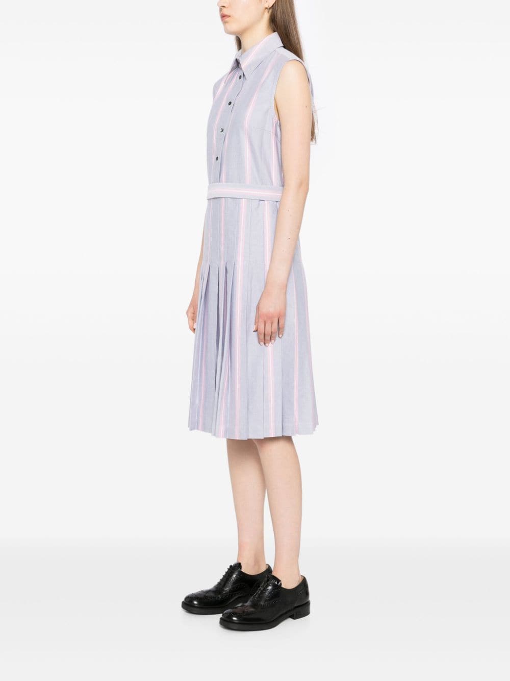 THOM BROWNE Thom Browne Striped Belted Shirt Dress