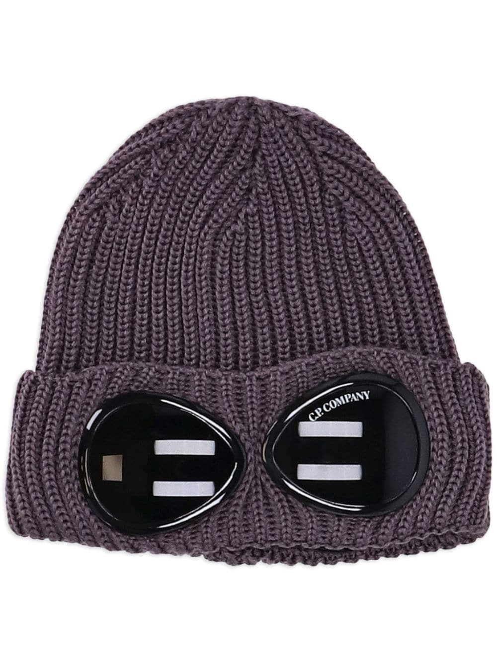 C.P. Company Goggles-Detail Ribbed Beanie - Purple | Editorialist