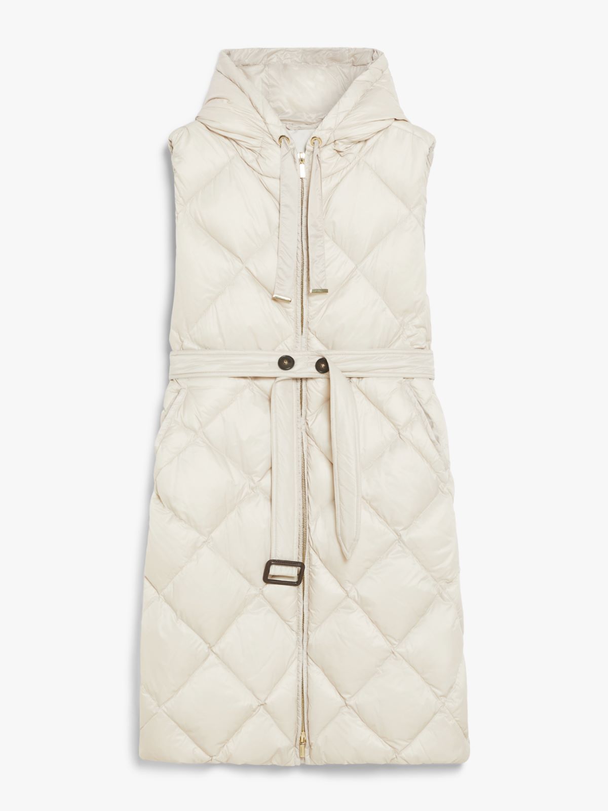 Max Mara Water-Repellent Quilted Midi Gilet - Sand | Editorialist