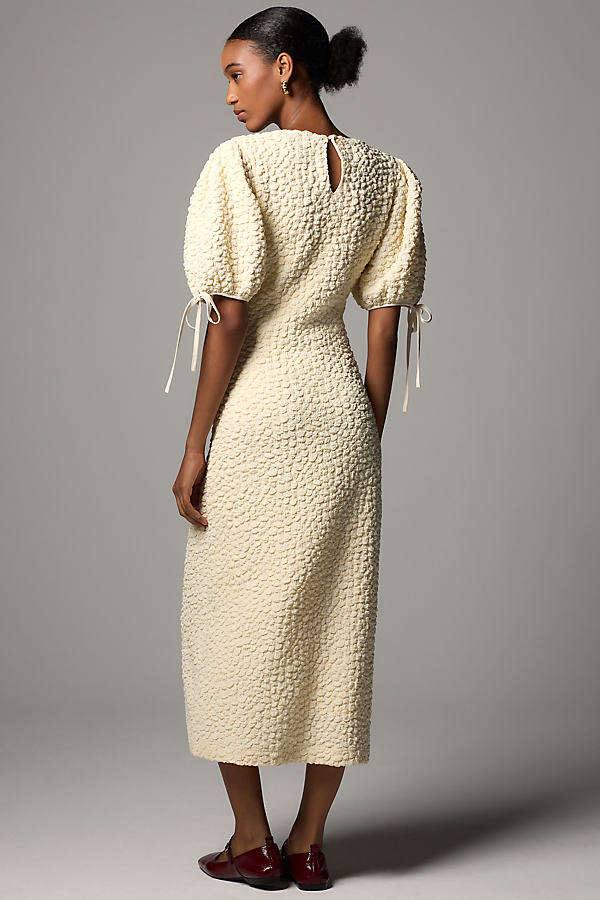english factory off-the-shoulder textured midi dress English Factory Women's Textured Midi Dress