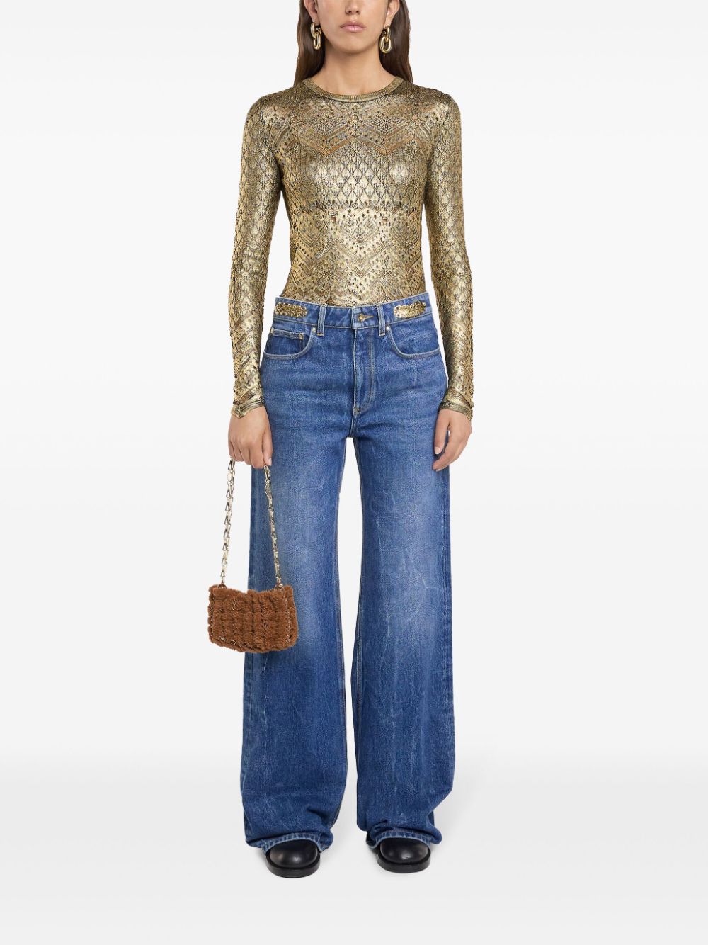 PACO RABANNE Rabanne 1969 Nano Shearling Shoulder Bag