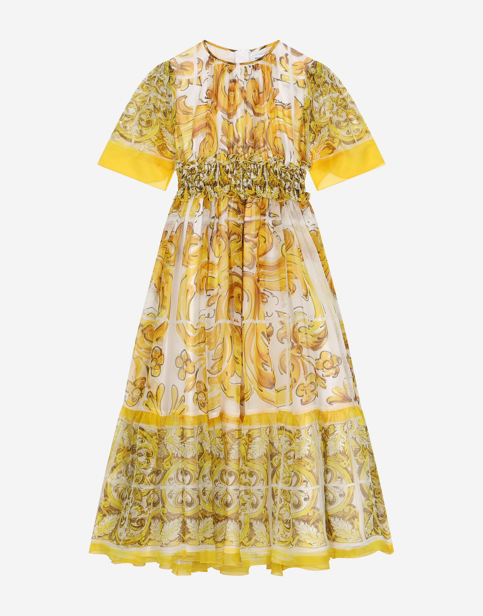 dolce and gabbana blue and yellow dress Dolce and Gabbana Yellow Majolica and Lemon Print Silk Blend One Shoulder Gown M at 1stDibs
