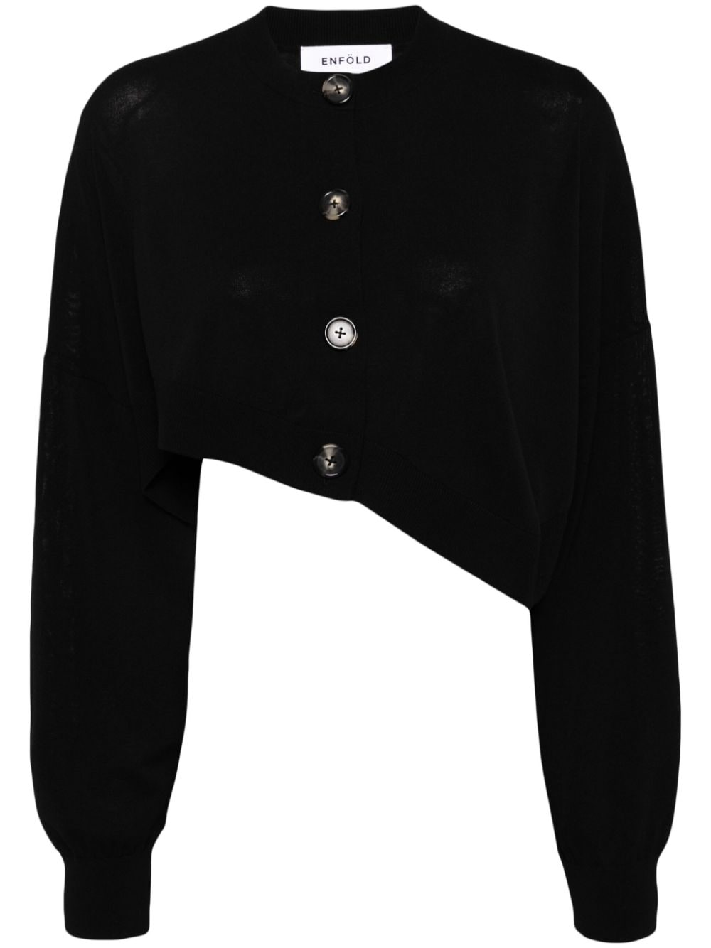トップス ENFOLD/ASYMMETRY CIRCLE SHIRT CARDIGAN Enfold Asymmetric Cropped Cardigan - Black | Editorialist