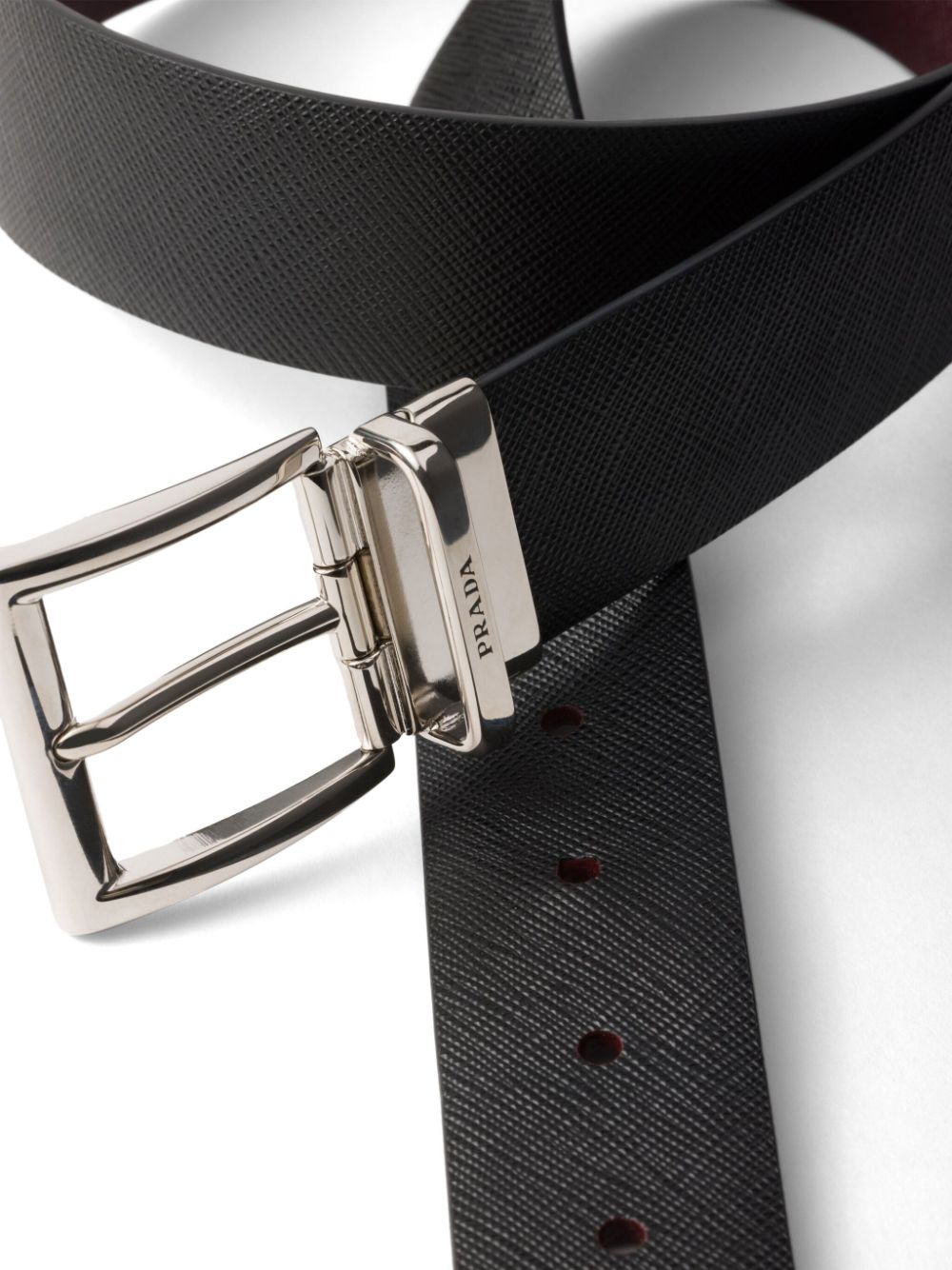 Prada Saffiano Leather Reversible Belt - Black | Editorialist display picture 1