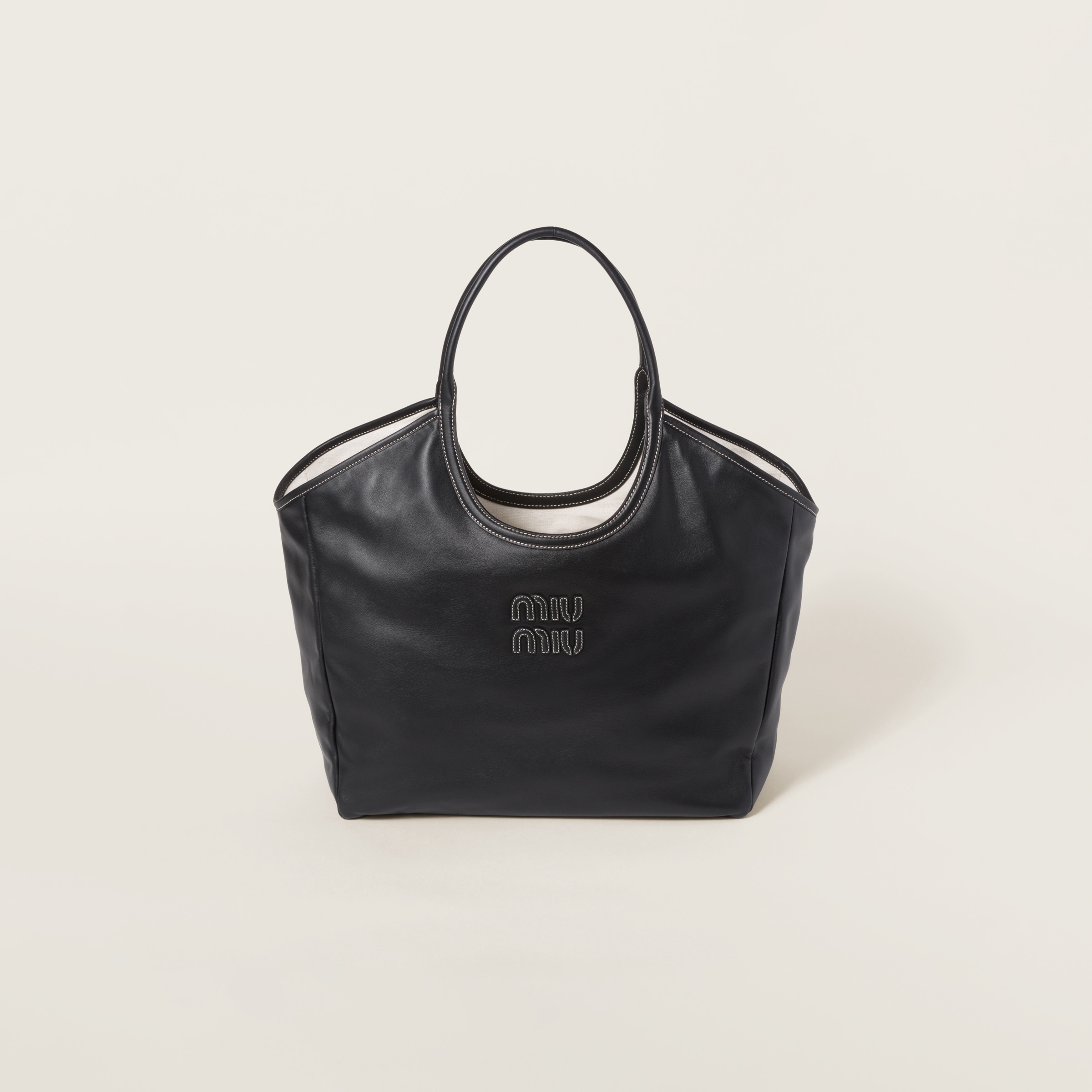 Miu Miu Ivy Leather Tote - Black | Editorialist