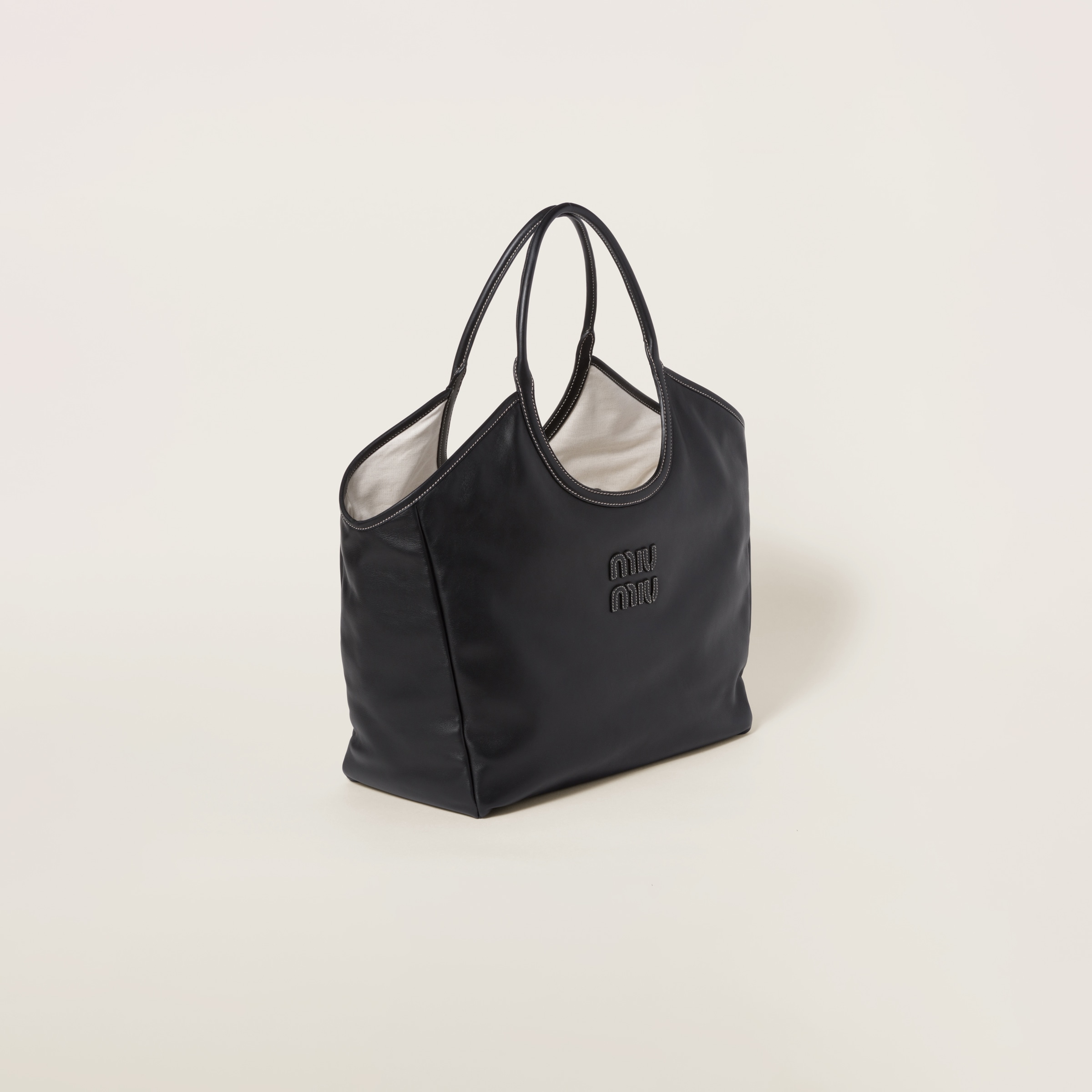 Miu Miu Ivy Leather Tote - Black | Editorialist