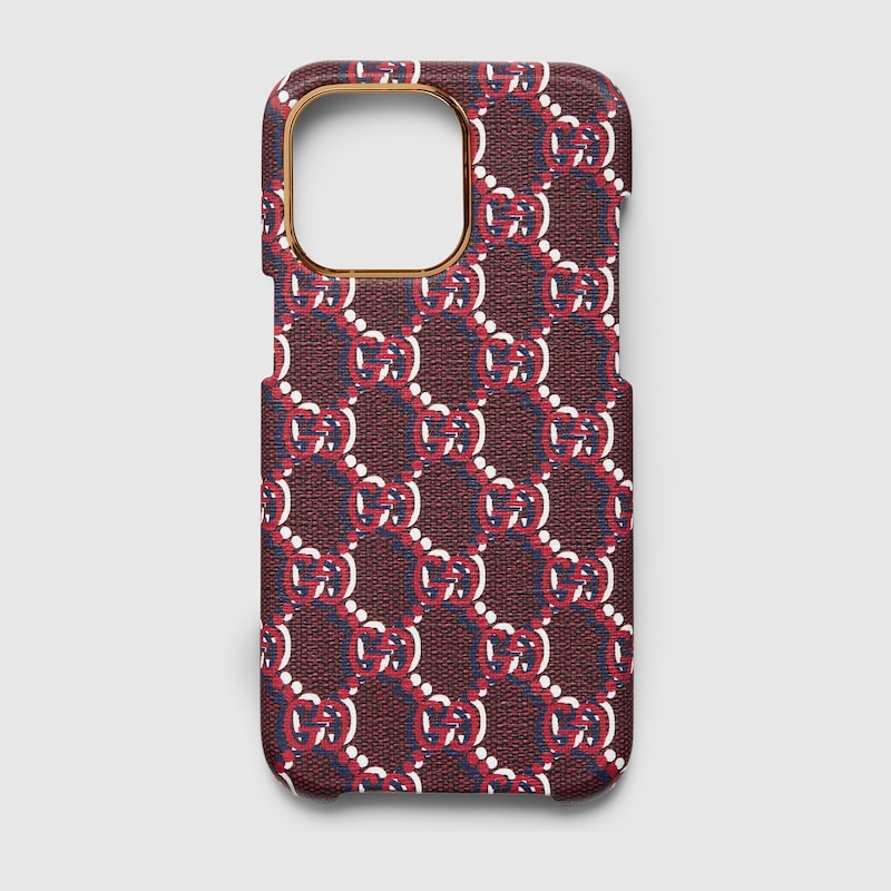 Gucci Case For Iphone 15 Pro Max With Gg Shadow Gg Canvas - Red