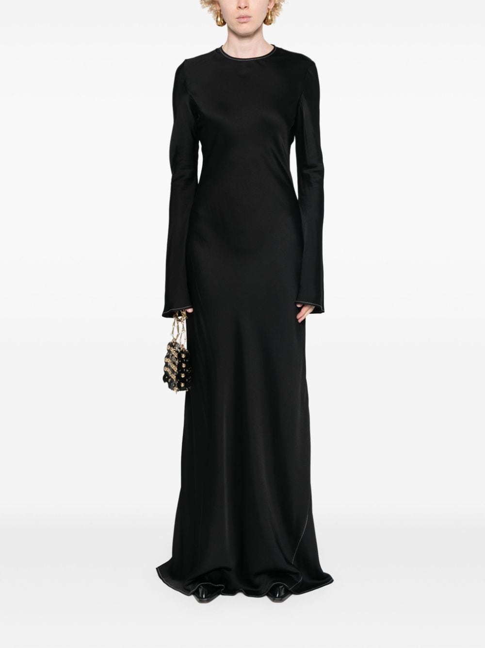 rotate satin maxi dress Satin Maxi Dress Black