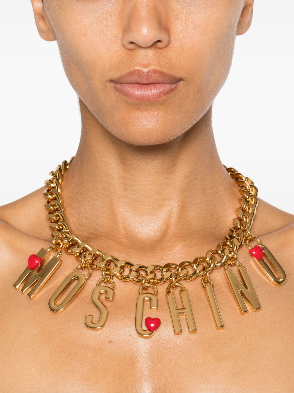 Moschino Logo-Lettering Necklace In Gold - 40% Off | Editorialist