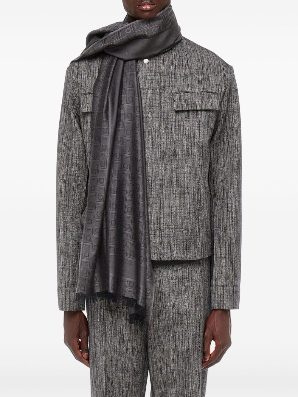 SALVATORE FERRAGAMO gancini monogram-jacquard scarf