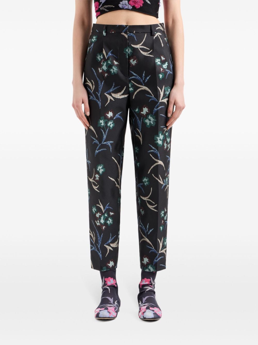 GIORGIO ARMANI Giorgio Armani Floral-Print Calf-Length Trousers