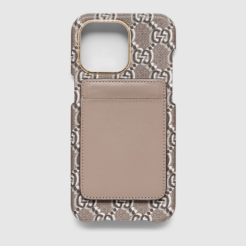 Gucci Case For Iphone 15 Pro Max With Gg Shadow Gg Canvas - Beige