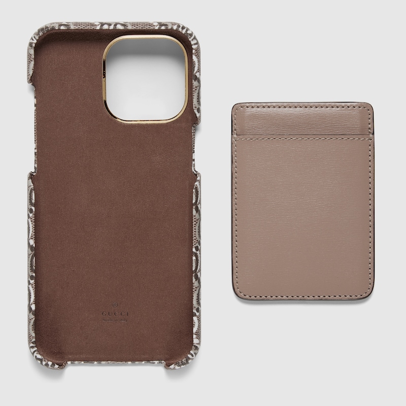 Gucci Case For Iphone 15 Pro Max With Gg Shadow Gg Canvas - Beige