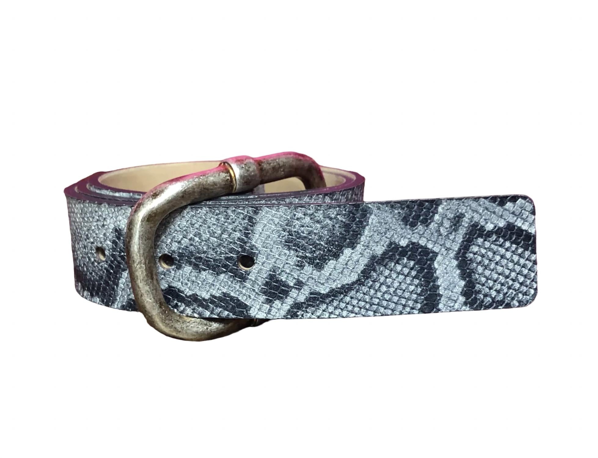 Streets Ahead Python Leather Belt In Blue - 40% Off 