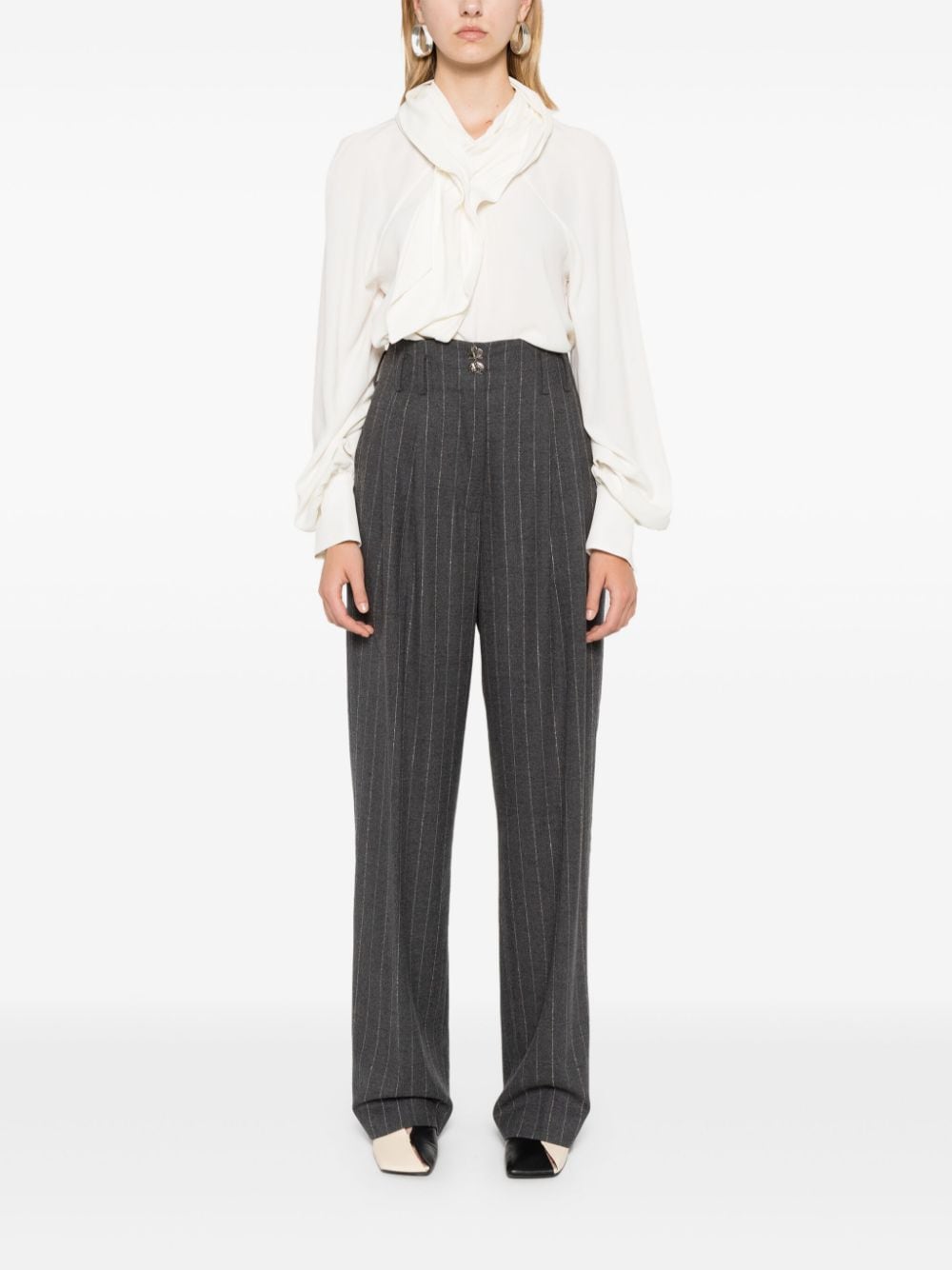 GENNY Genny Pinstripe Virgin Wool Blend Trousers