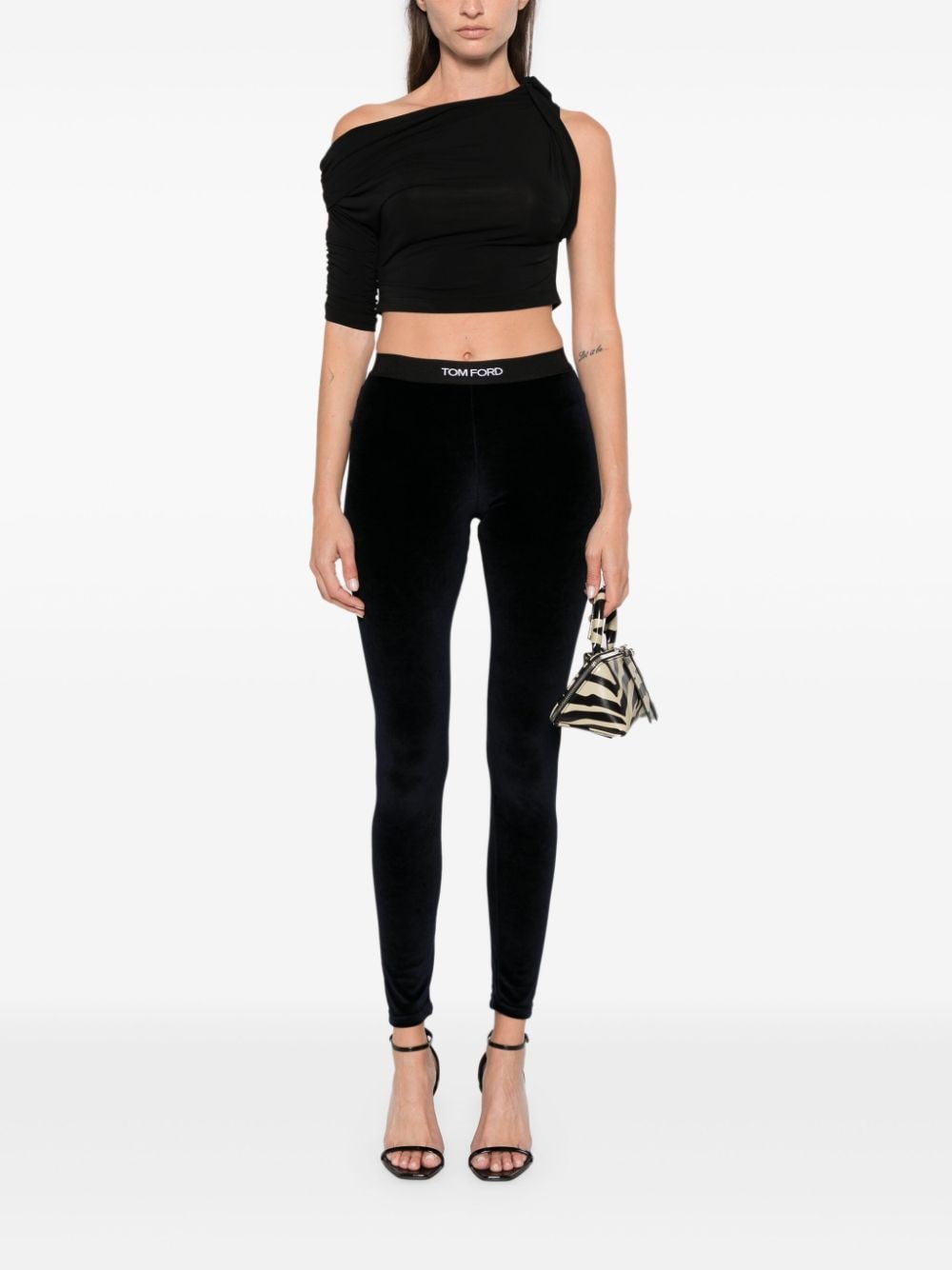 TOM FORD velvet logo-detail leggings