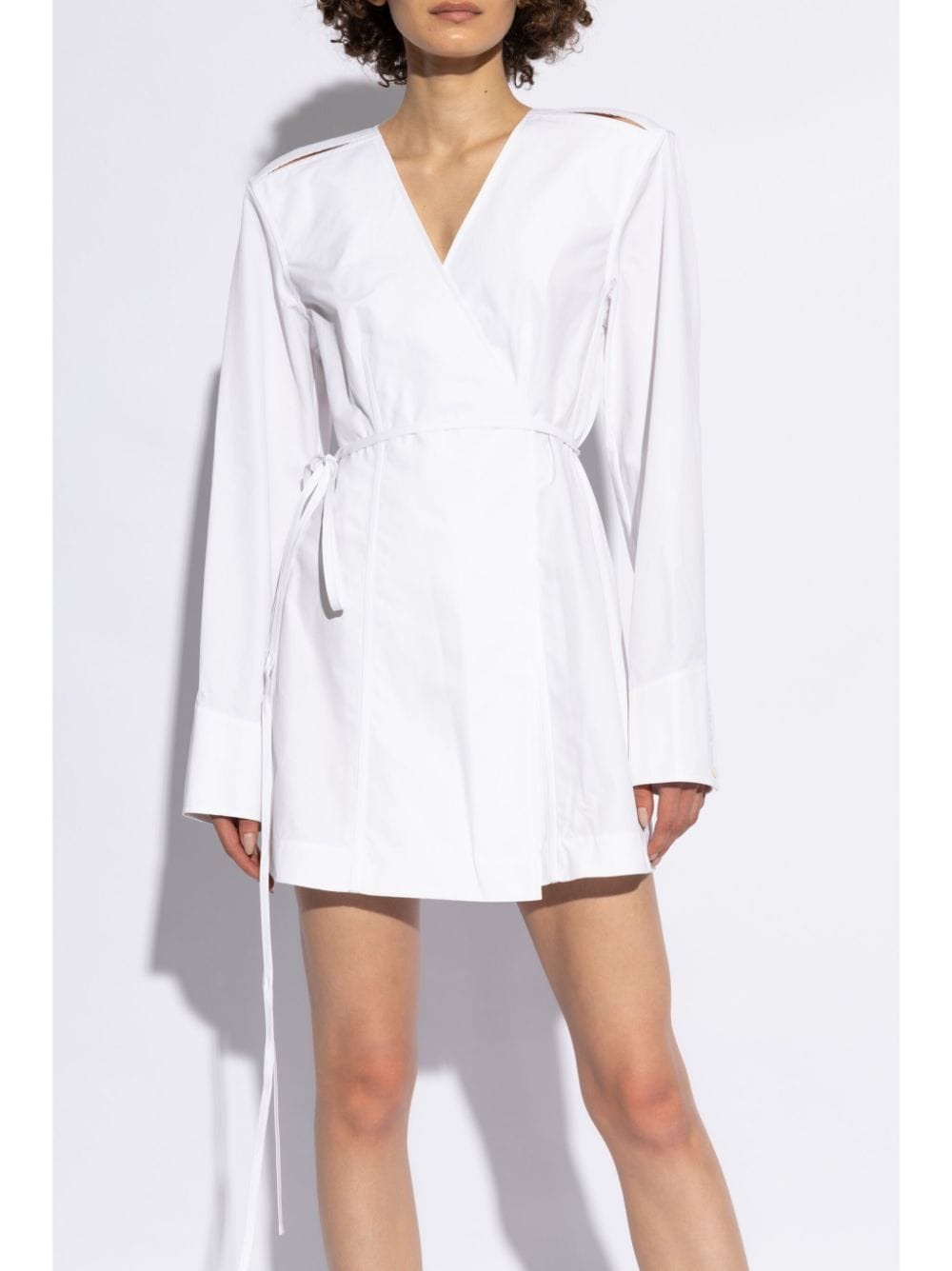 alexander wang wrap front off the shoulder shirt dress Alexander Wang Asymmetrical Shirt Dress