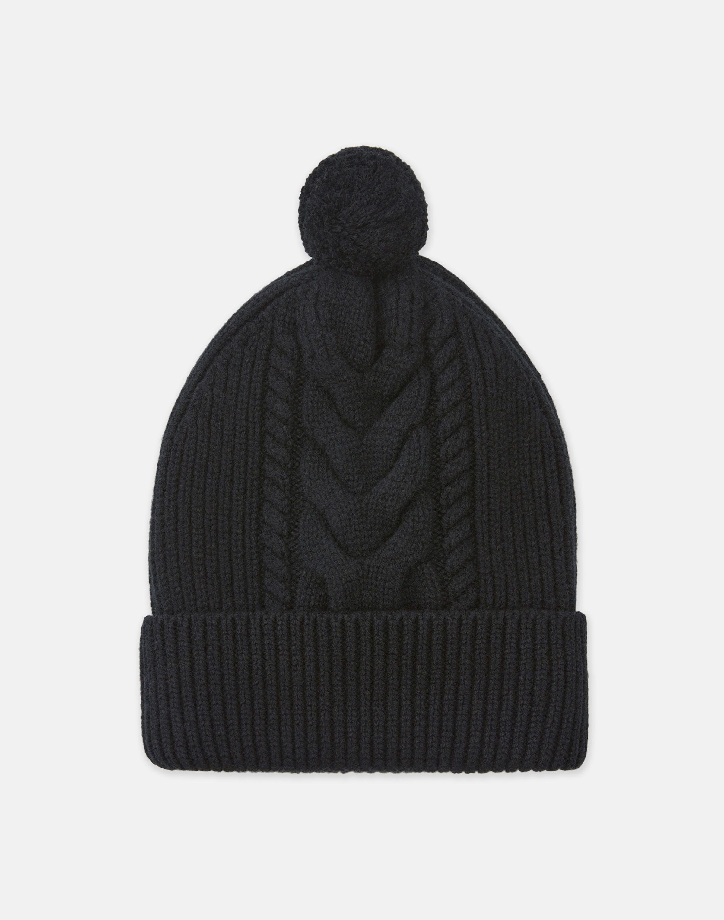 Lafayette 148 New York Knit Cashmere Beanie with Fur Pom Dark Gray Knit Cashmere Beanie Hat with Fox Fur Pom-Pom  main image 4