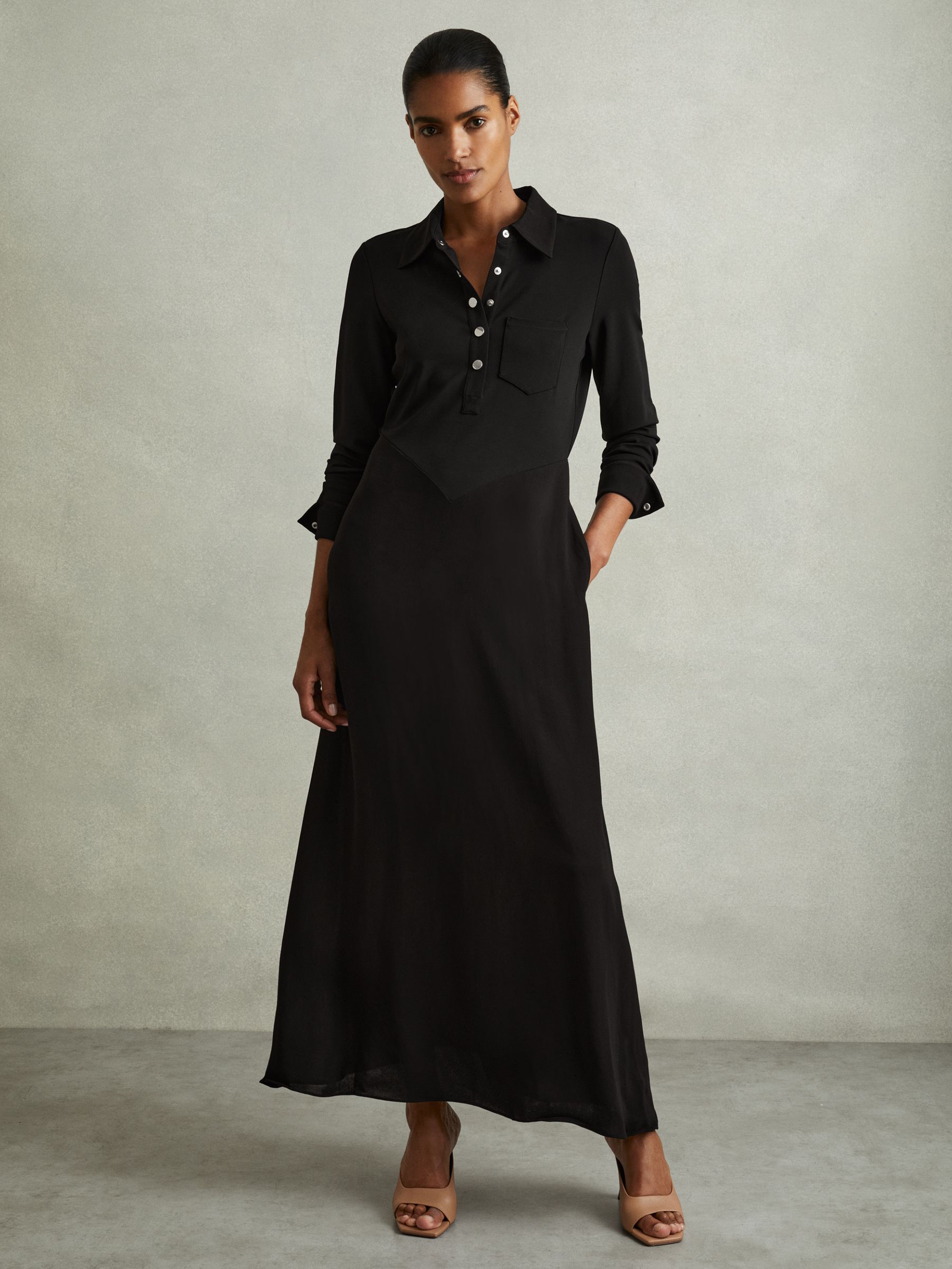 REISS Reiss Rosina Jersey Polo Maxi Dress