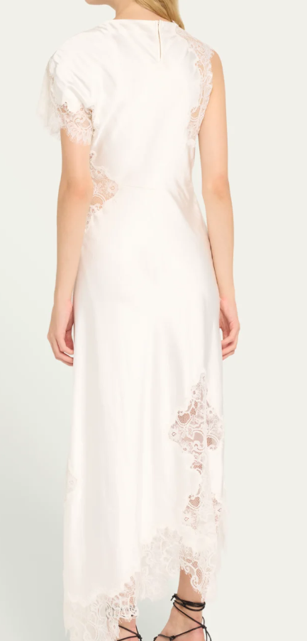A.L.C. Alessia Satin And Lace Maxi Dress - Light Cana | Editorialist
