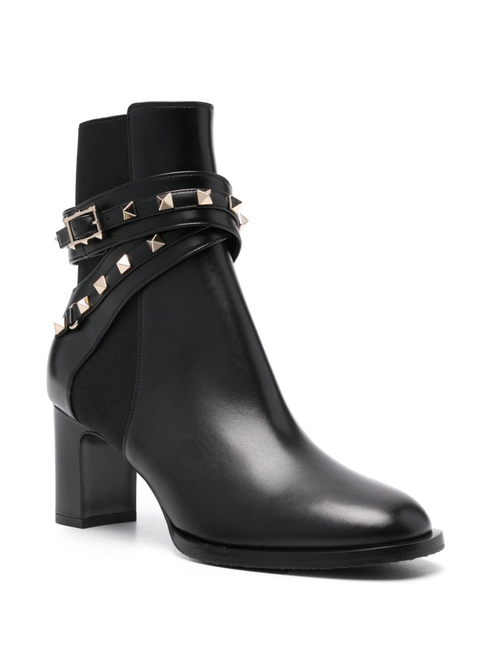Valentino Garavani Rockstud Leather Chelsea Boots In Black  Valentino Rockstud Chelsea Black Leather Studded Heel Ankle Boot main image 0