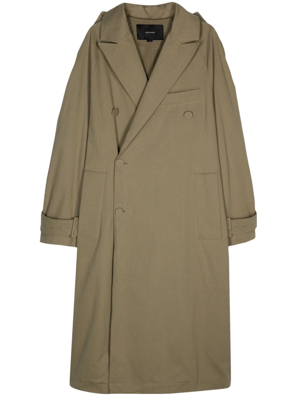 Entire Studios Double-Breasted Trench Coat In Green - 50% Off