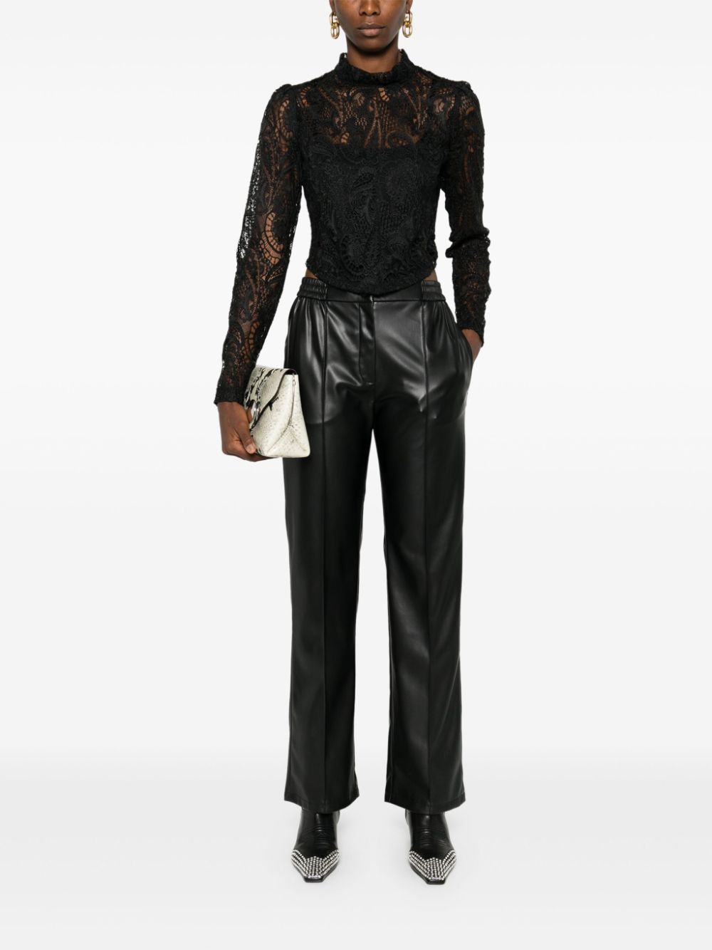TWINSET TWINSET Oval T-Plaque Faux-Leather Trousers