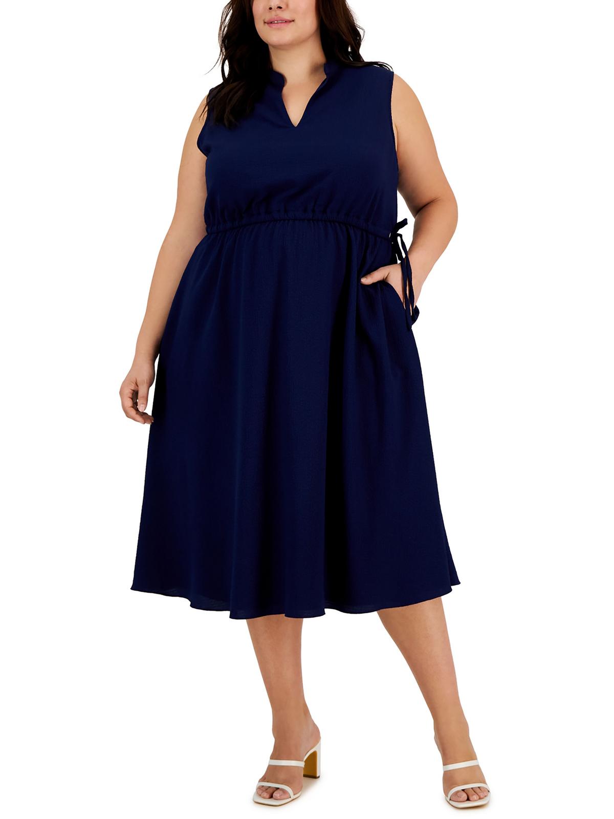 Anne Klein Drawstring Midi Dress In Blue - 66% Off | Editorialist