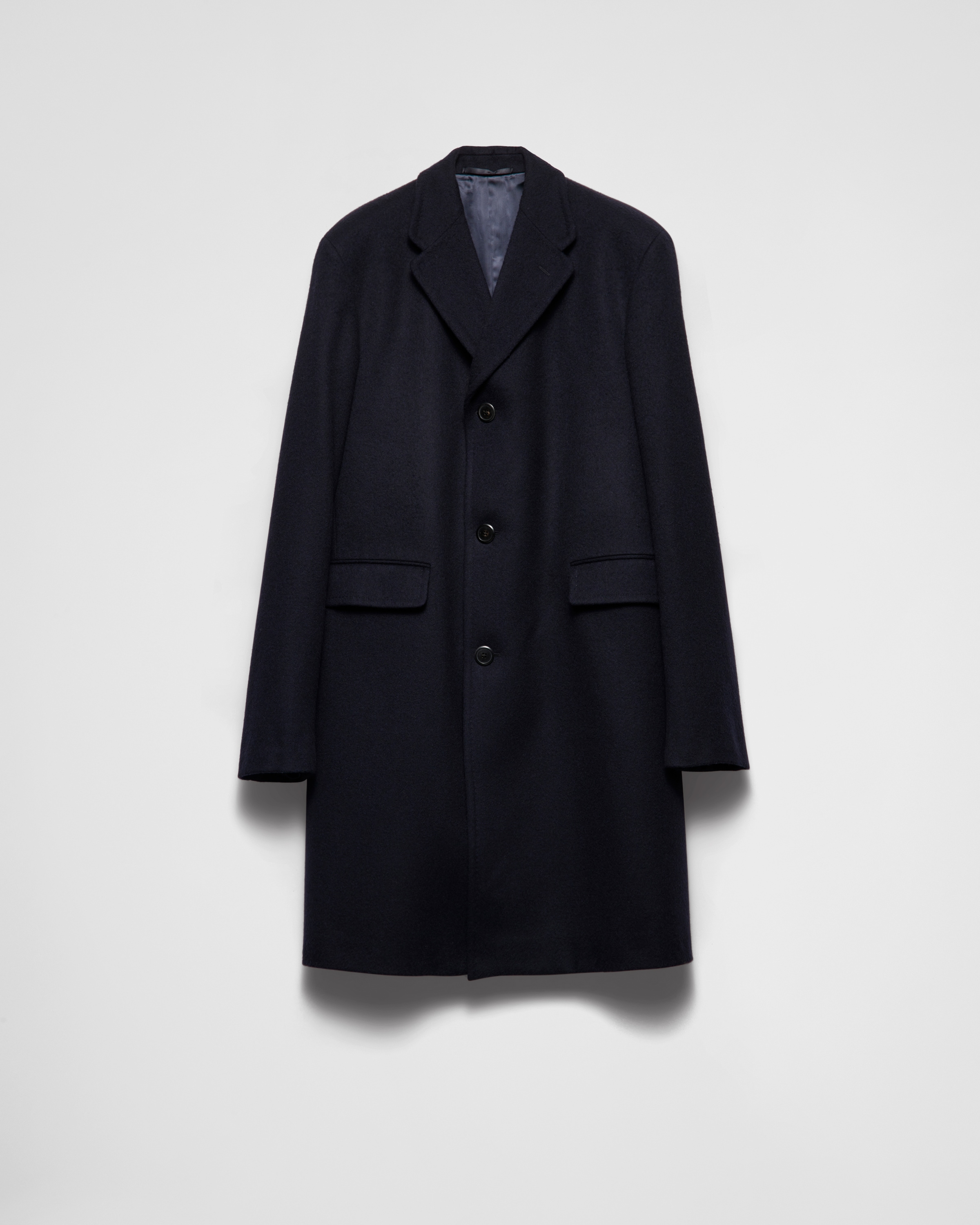 Prada Single-Breasted Wool Coat - Navy | Editorialist
