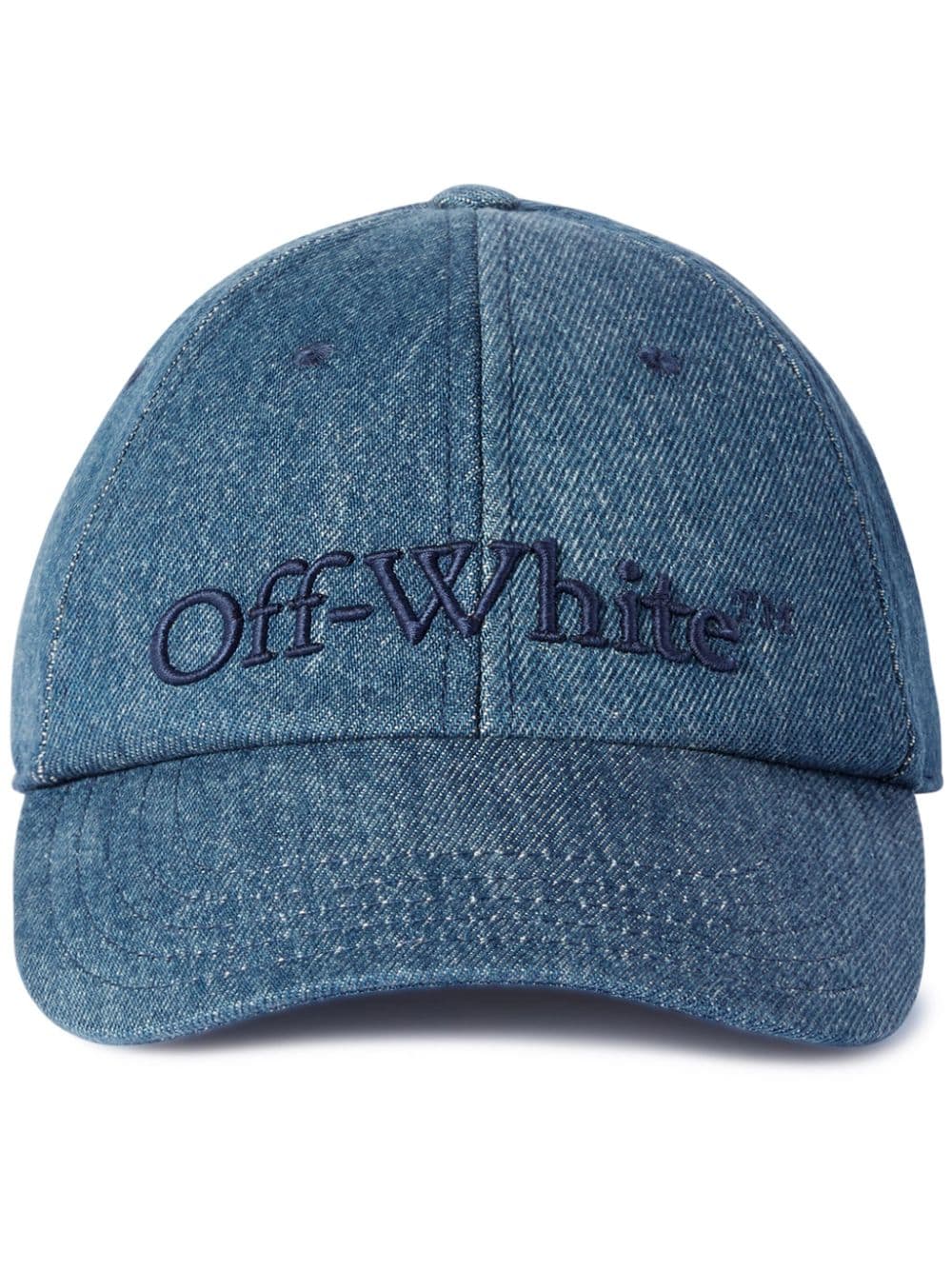 Off-White Embroidered Denim Cap In Blue - 10% Off | Editorialist