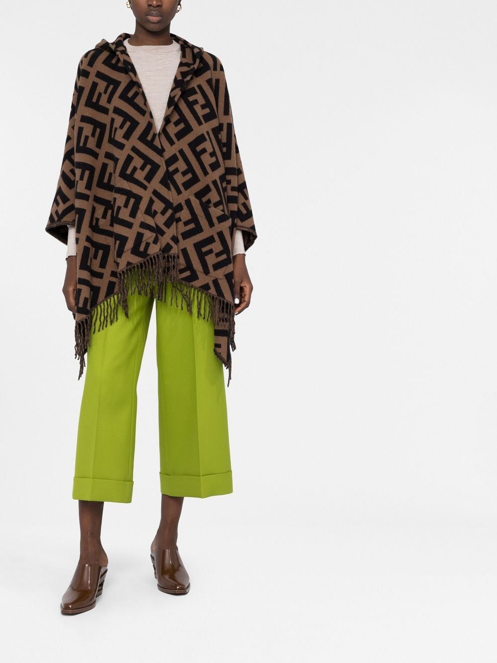 FENDI FF-Jacquard Cashmere Poncho