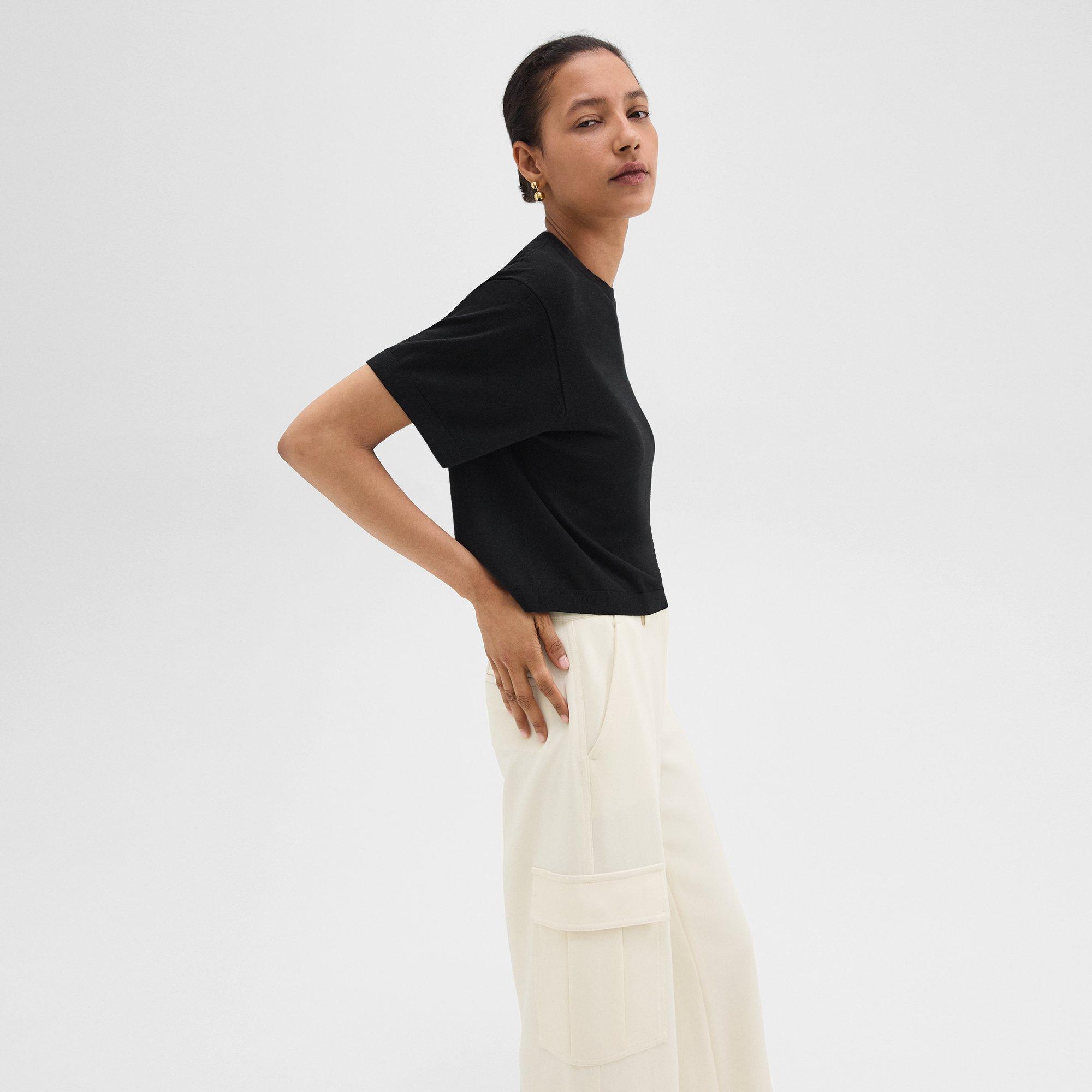 Theory Boxy Tee In Regal Wool - Light Cinder | Editorialist