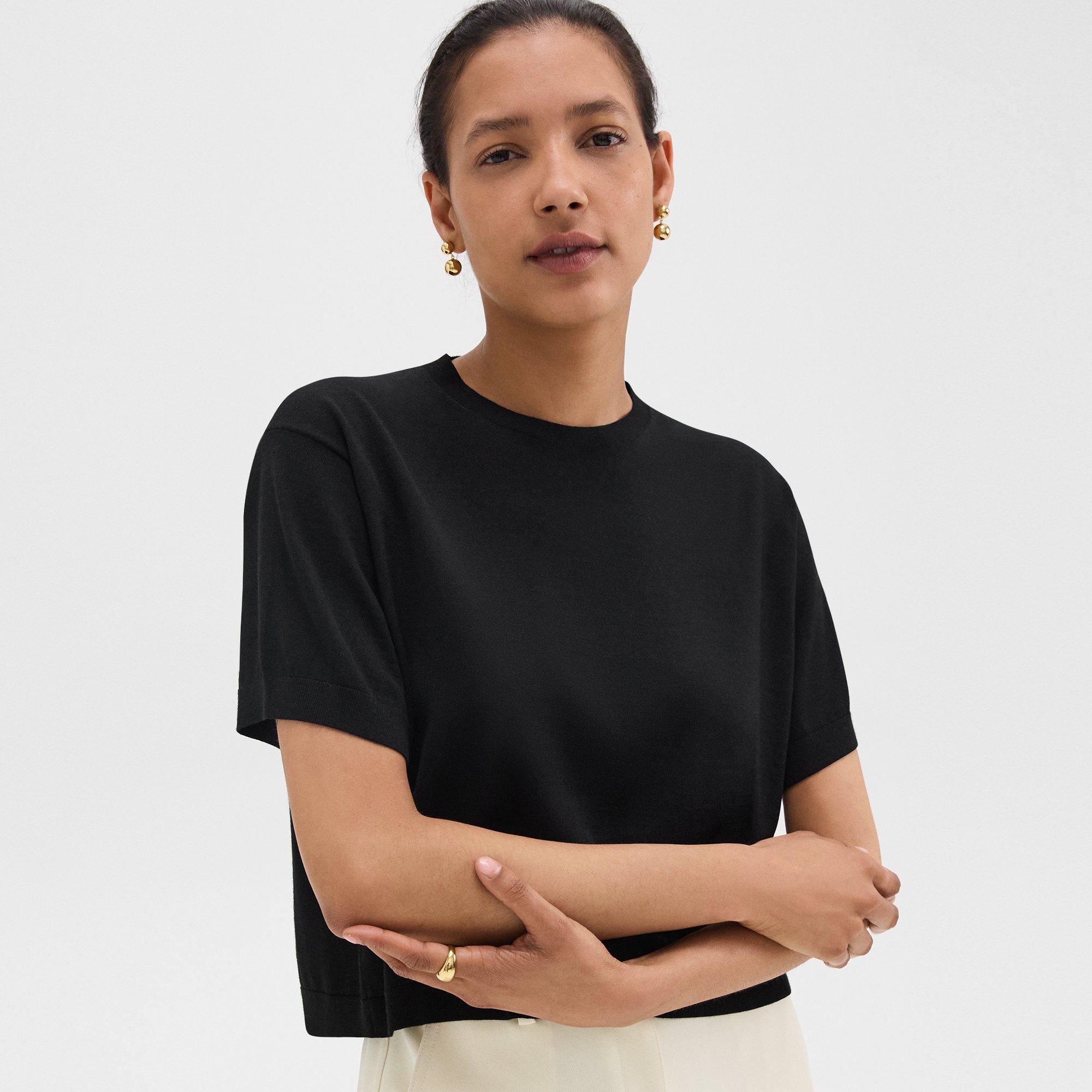 Theory Boxy Tee In Regal Wool - Light Cinder | Editorialist