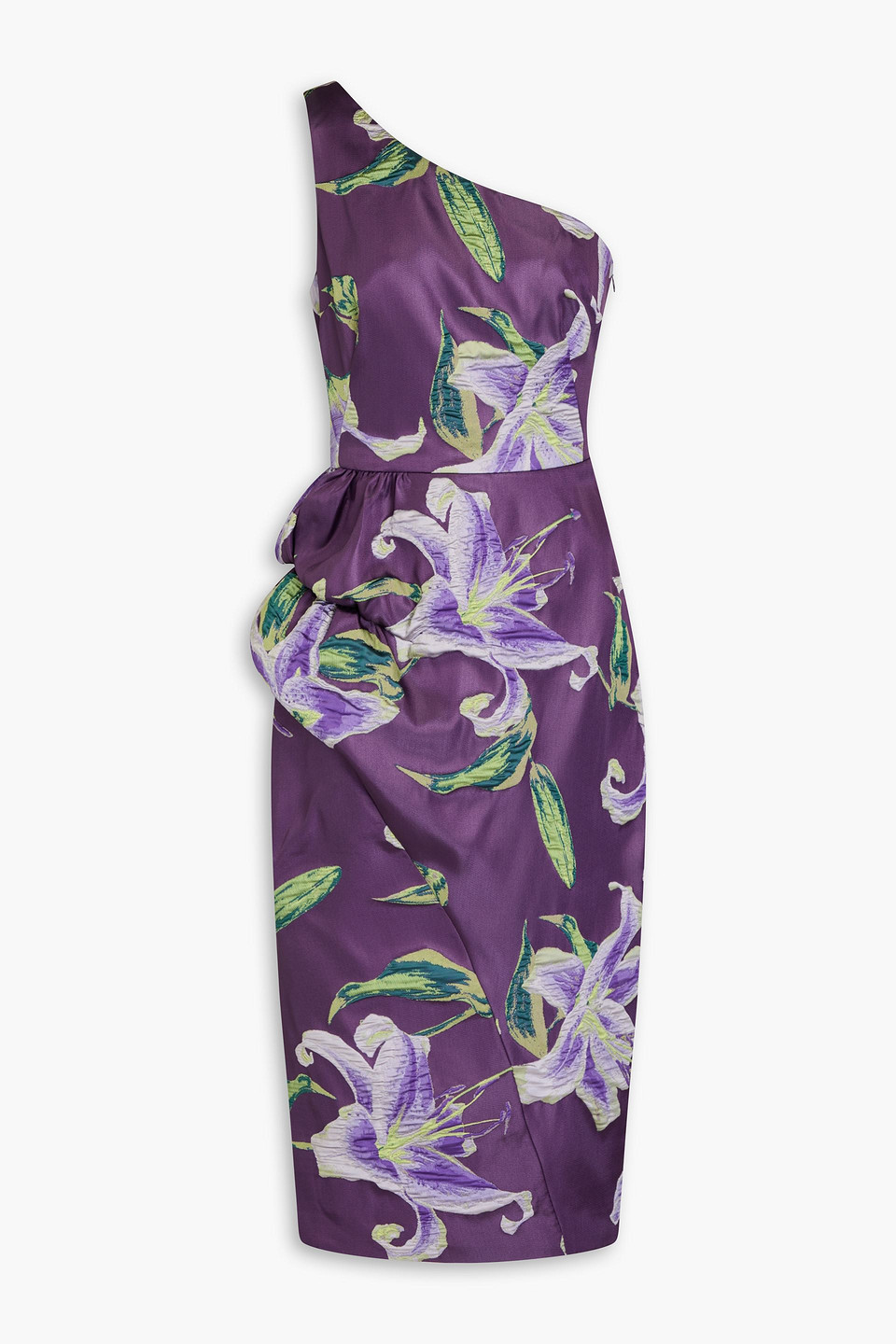 open lace back dress Floral One Shoulder Feather Gown by GLS Gloria GL3134 2XL / Lavender