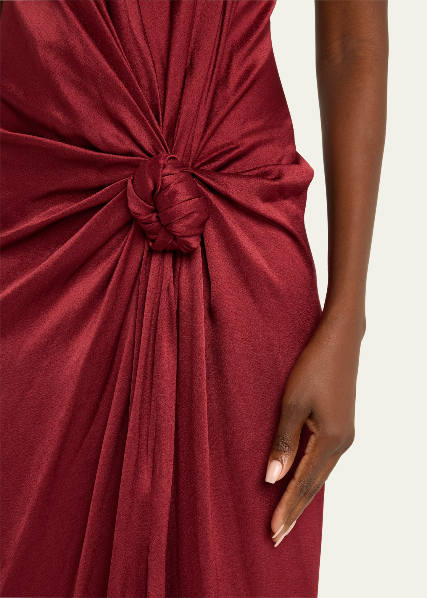 Silvia Tcherassi Jazmin Knotted Halter Draped Maxi Dress - Burgundy | Editorialist Silvia Tcherassi Jazmin Knotted Halter Draped Maxi Dress - Burgundy | Editorialist