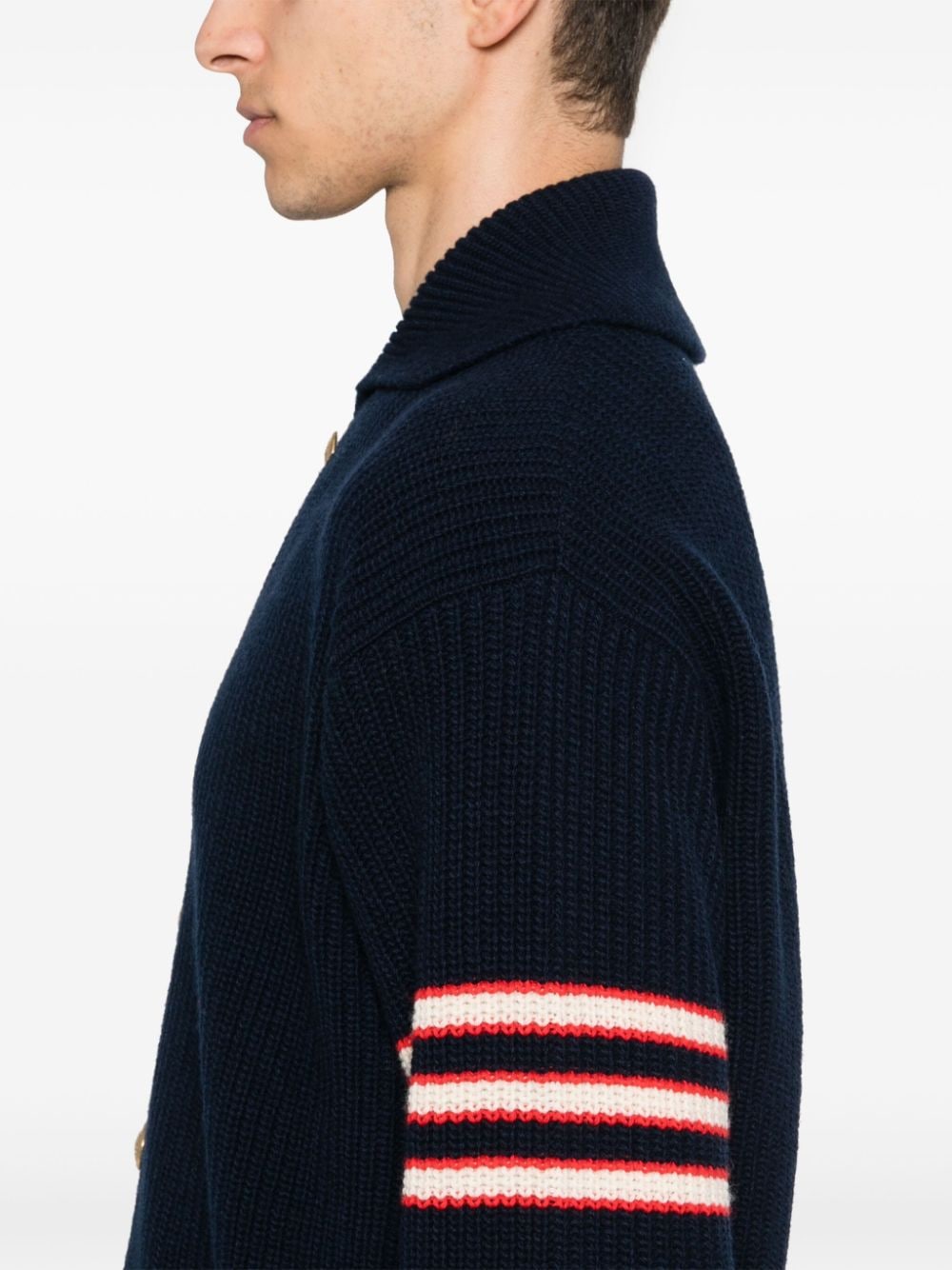 Bally Logo-Engraved Buttons Cardigan In Blue - 50% Off | Editorialist