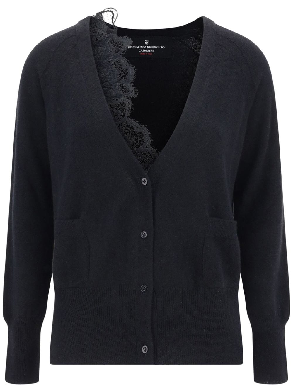 Ermanno Scervino Lace Trim Cardigan In Black - 36% Off | Editorialist